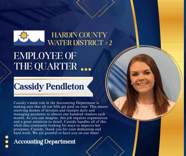 Employee Spotlight – Cassidy Pendleton - Hardin County Water District No 2